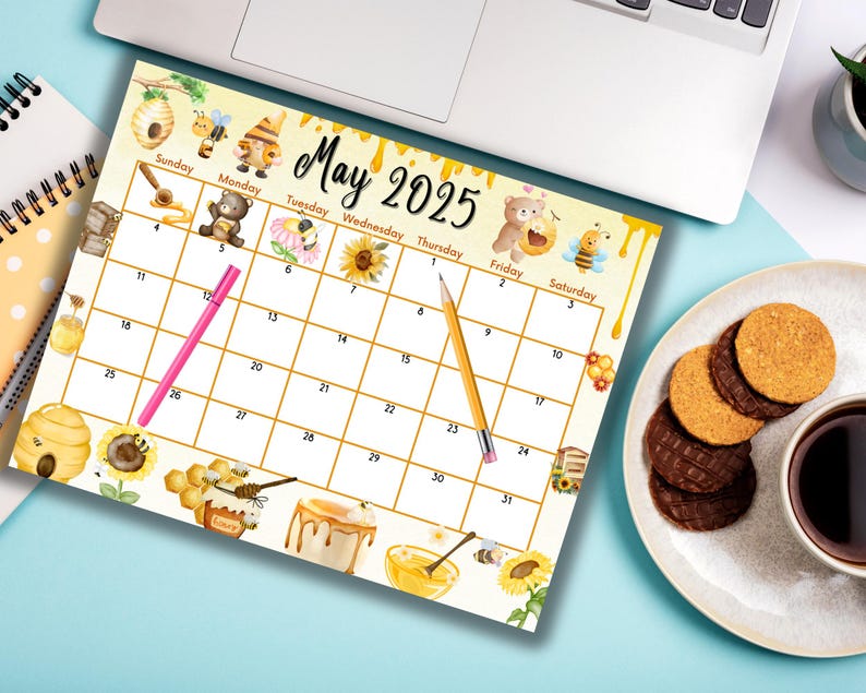 Editable Fillable May 2025 Calendar for Spring With Cute Honey Bees ...