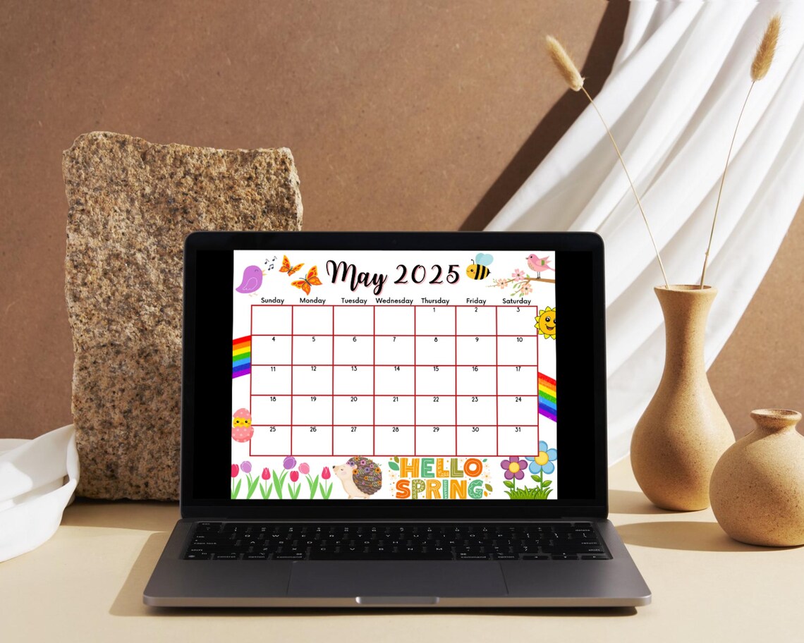 Bearbeitbarer befüllbarer Kalender Mai 2025 für Happy Spring mit ...
