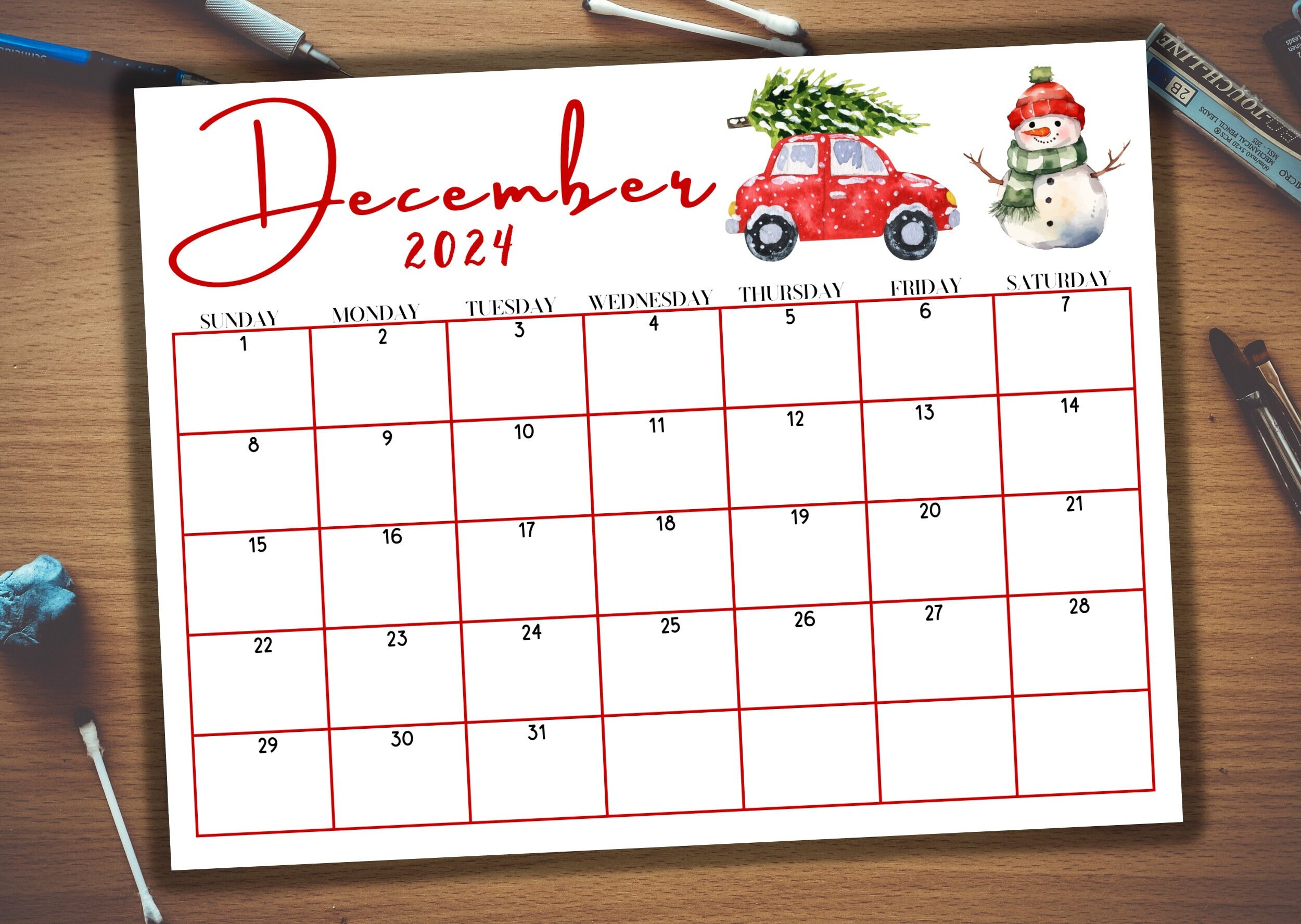 EDITABLE December 2024 Calendar, Printable Winter Classroom Planner ...
