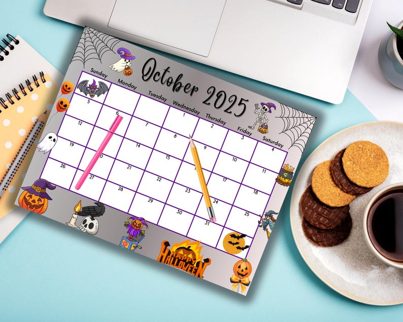 Editable Fillable October 2025 Calendar for Spooky Happy Halloween ...