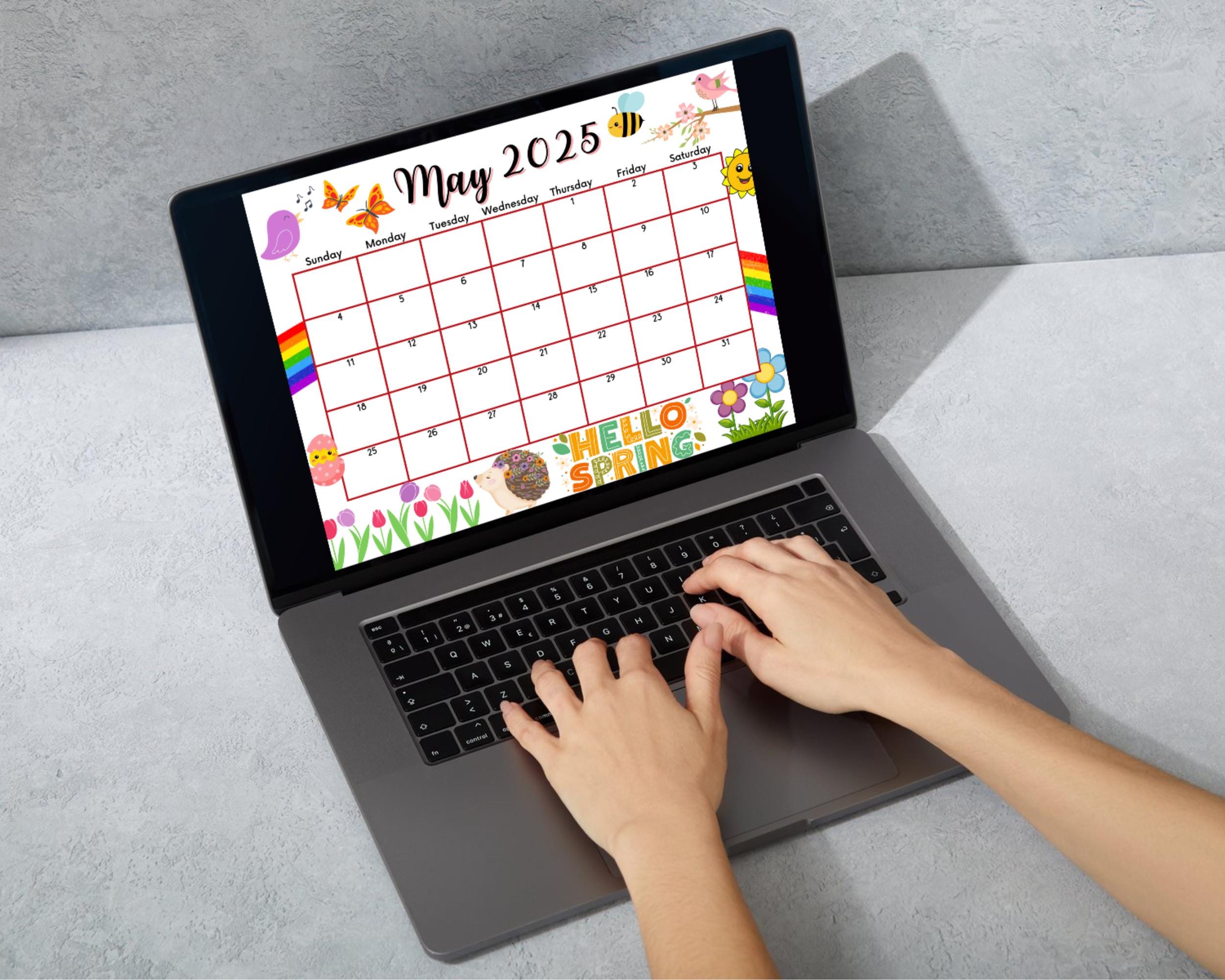 Bearbeitbarer befüllbarer Kalender Mai 2025 für Happy Spring mit ...