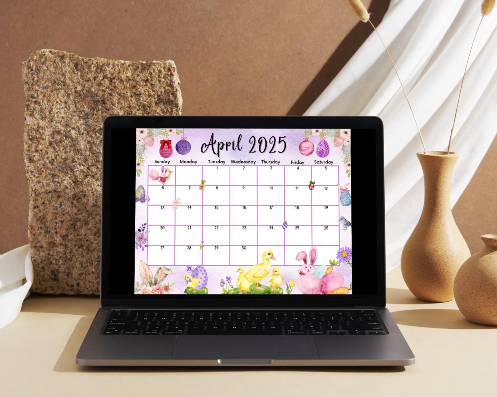 Editable Fillable April 2025 Calendar for Happy Easter With Cute Bunnie ...