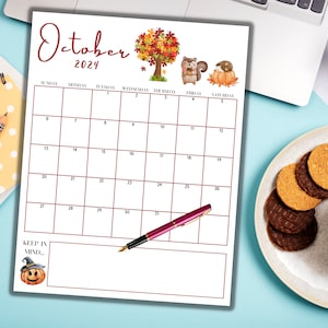 EDITABLE October 2024 Calendar, Printable Autumn Classroom Planner ...