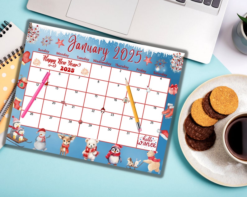 Editable Fillable January 2025 Calendar for Happy New Year Celebration ...