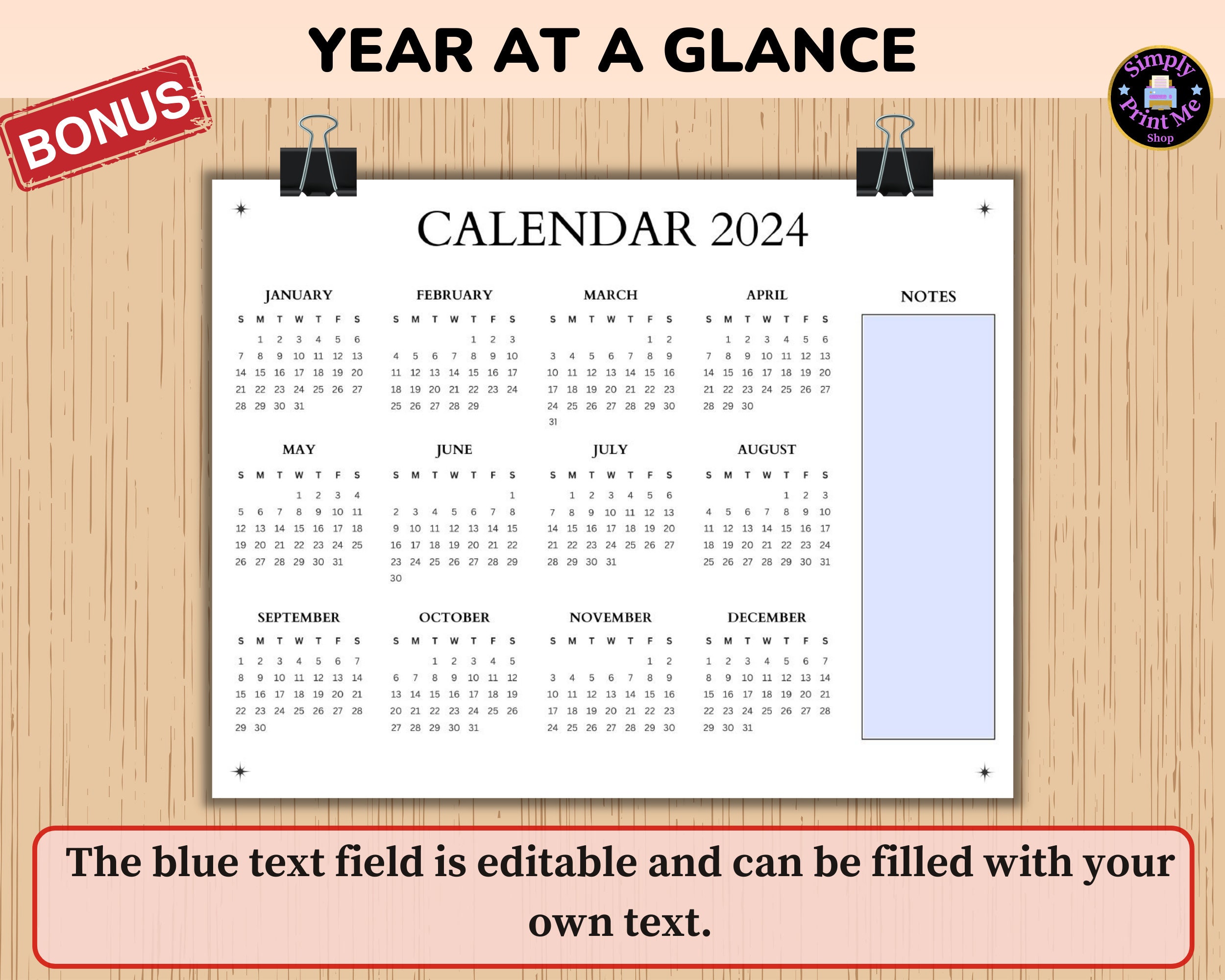 EDITABLE Monthly Calendar 2024 Bundle, 12 Month, Minimalist Elegant ...