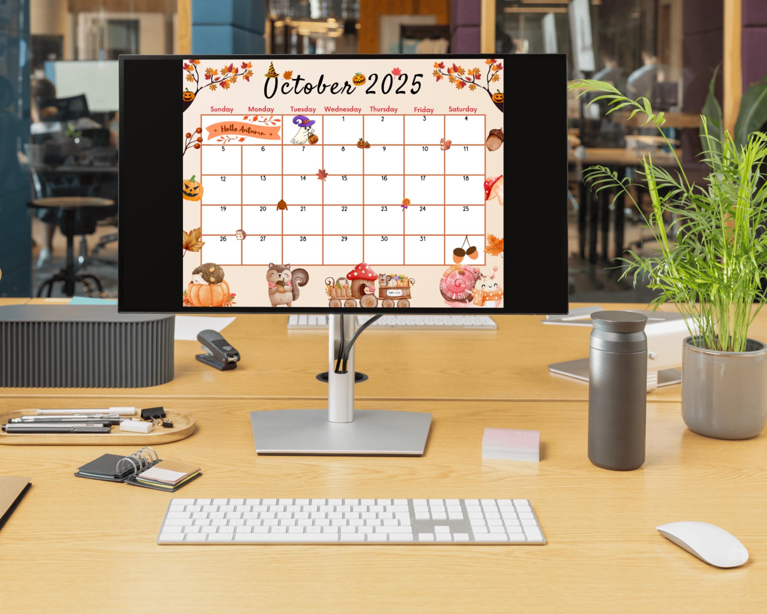 Editable Fillable October 2025 Calendar for Autumn, Fall, Happy ...