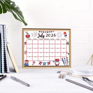 Editable Fillable July 2025 Calendar for Happy 4th July Independence ...
