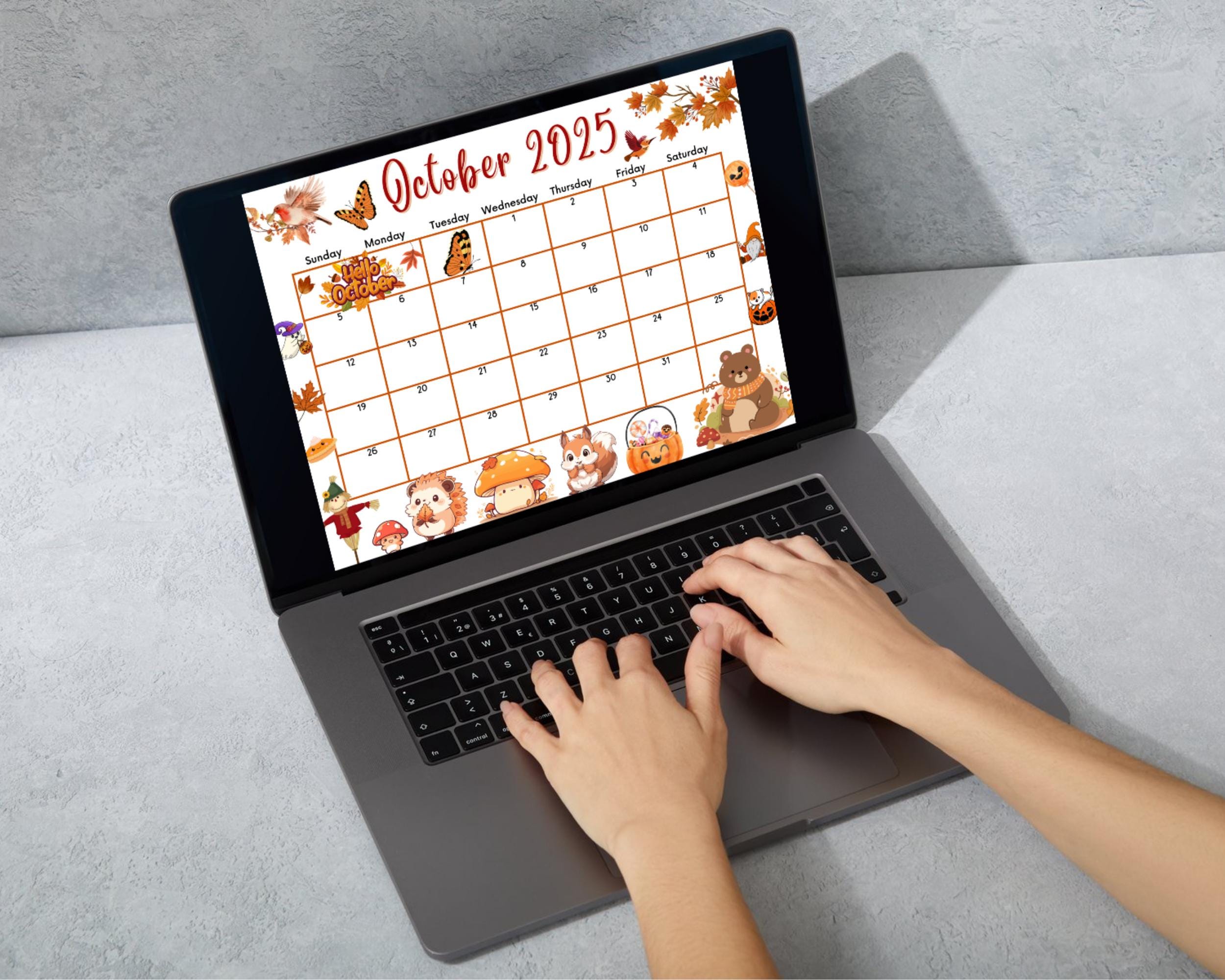 Editable Fillable October 2025 Calendar for Autumn, Fall, Happy ...
