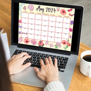 Editable Fillable May 2024 Calendar for Spring With Lovely Flowers ...