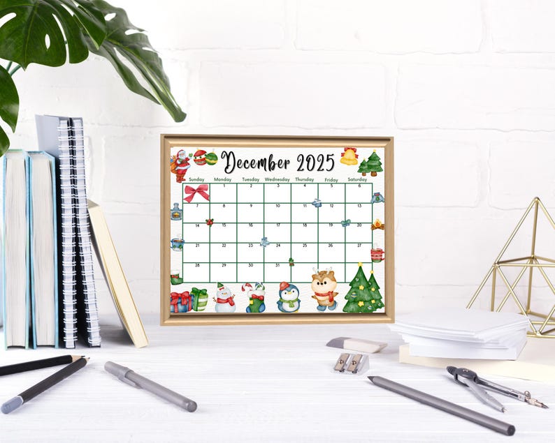 Editable Fillable December 2025 Calendar for Merry Christmas, Colorful ...