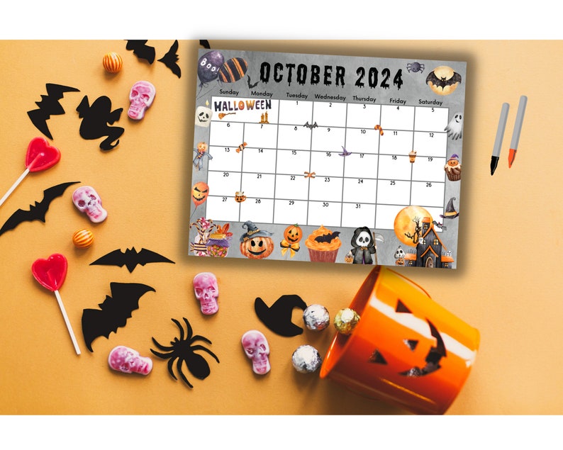 Calendario editable y rellenable de octubre de 2024 para un feliz ...