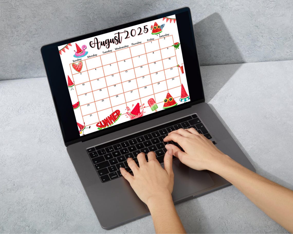 Editable Fillable August 2025 Calendar for Happy Summer Vacation, Funny ...