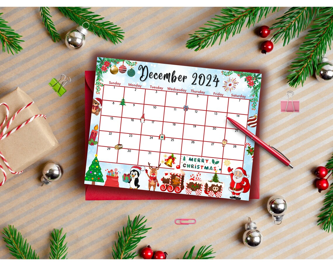 Editable Fillable December 2024 Calendar for Merry Christmas With ...