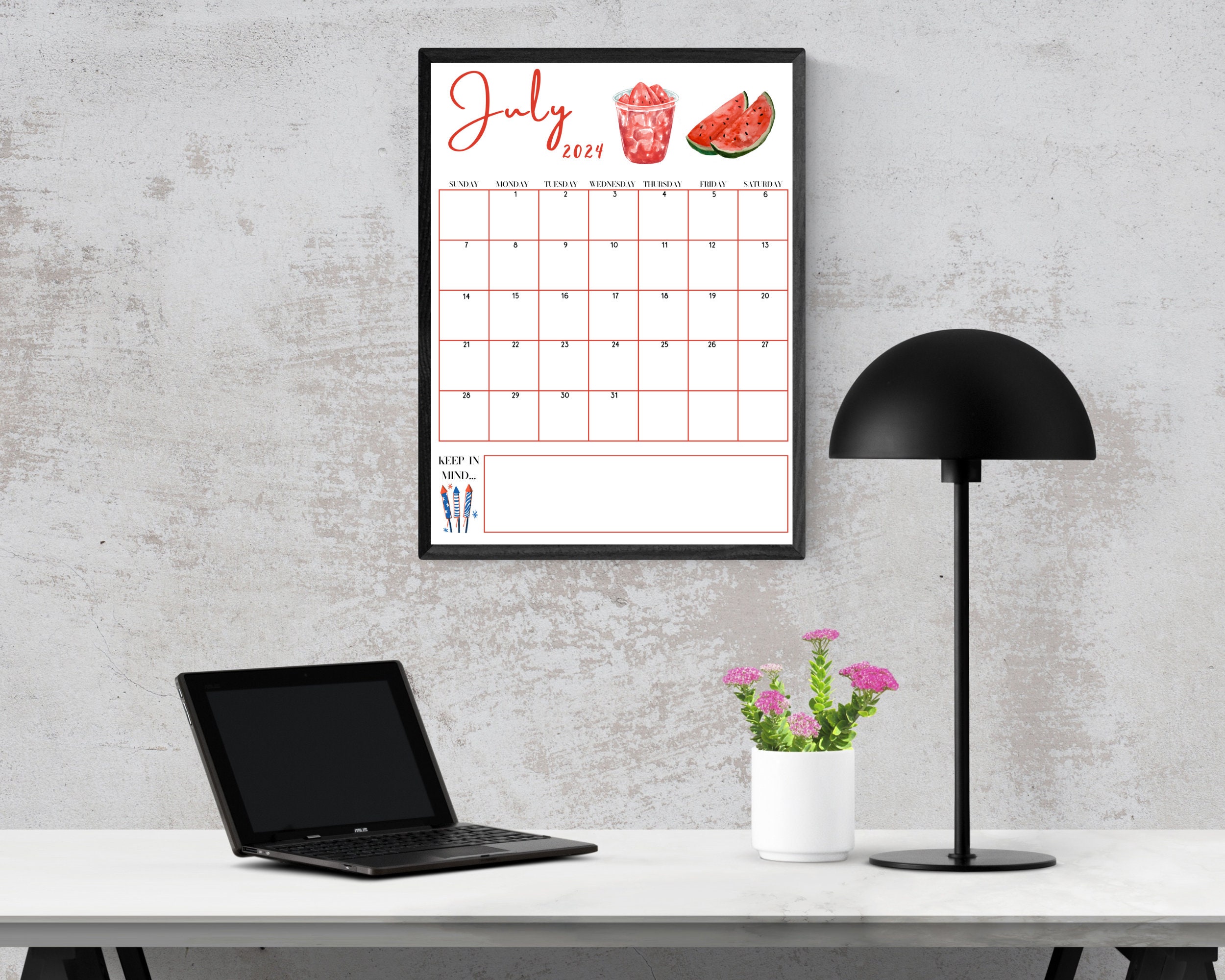 Editable Fillable July 2024 Calendar for Happy Summer, Printable ...
