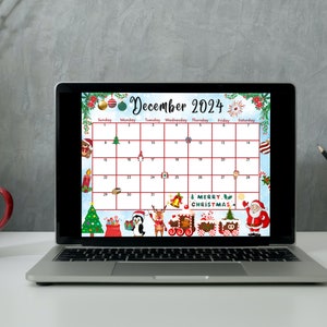 Editable Fillable December 2024 Calendar for Merry Christmas With ...