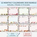 Editable Fillable Monthly Calendar 2025 Bundle From January to December ...