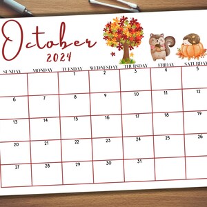 EDITABLE October 2024 Calendar, Printable Autumn Classroom Planner ...