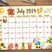 Editable Fillable July 2024 Calendar for Joyful Summer, Relaxing ...