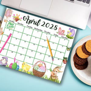 Editable Fillable April 2025 Calendar for Happy Easter With Cute ...