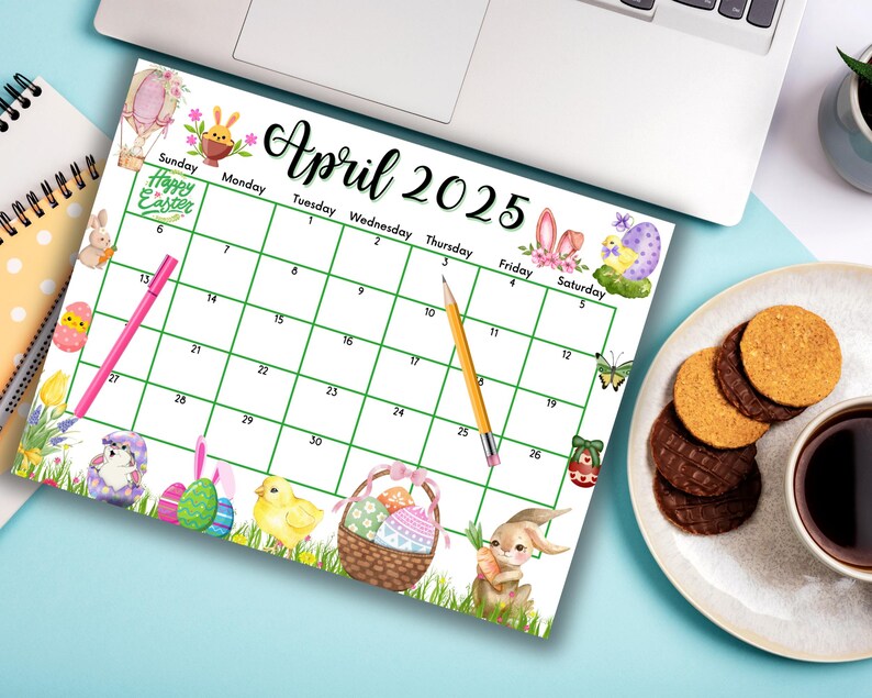 Editable Fillable April 2025 Calendar for Happy Easter With Cute ...