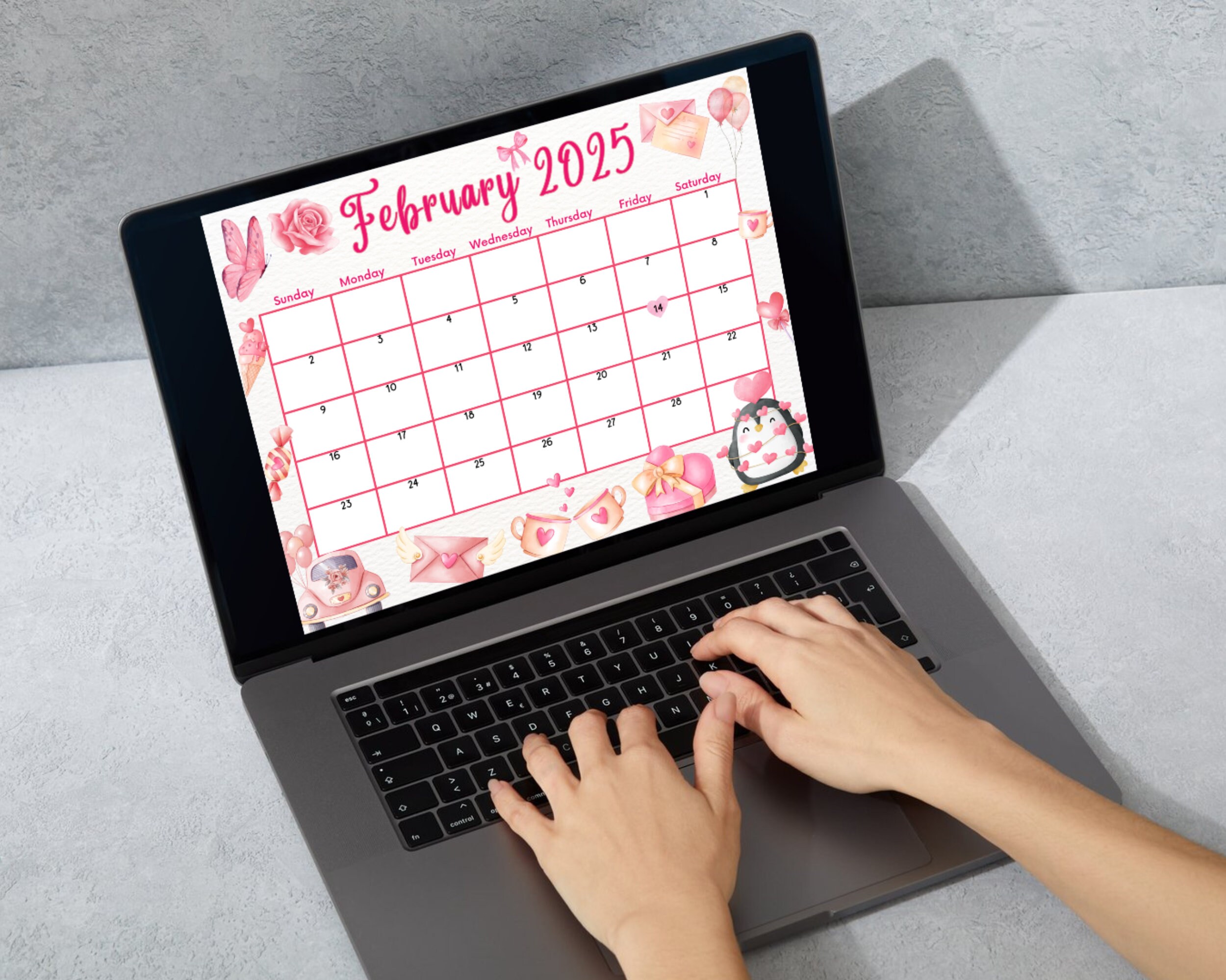 Editable Fillable February 2025 Calendar for Valentines Day, Digital ...