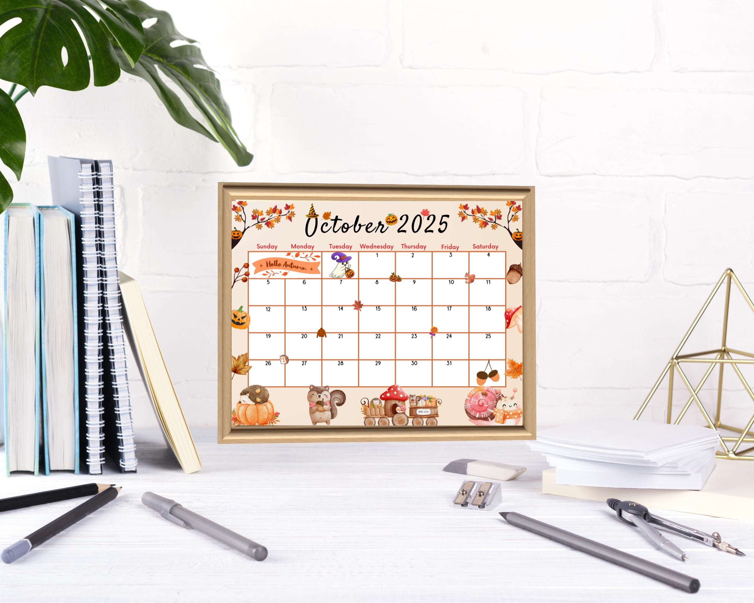 Editable Fillable October 2025 Calendar for Autumn, Fall, Happy ...