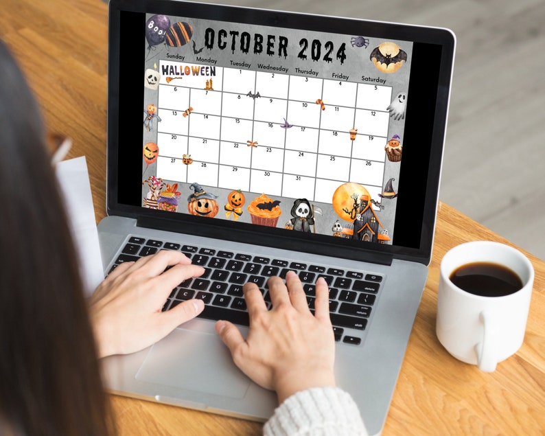 Editable Fillable October 2024 Calendar for Spooky Happy Halloween ...