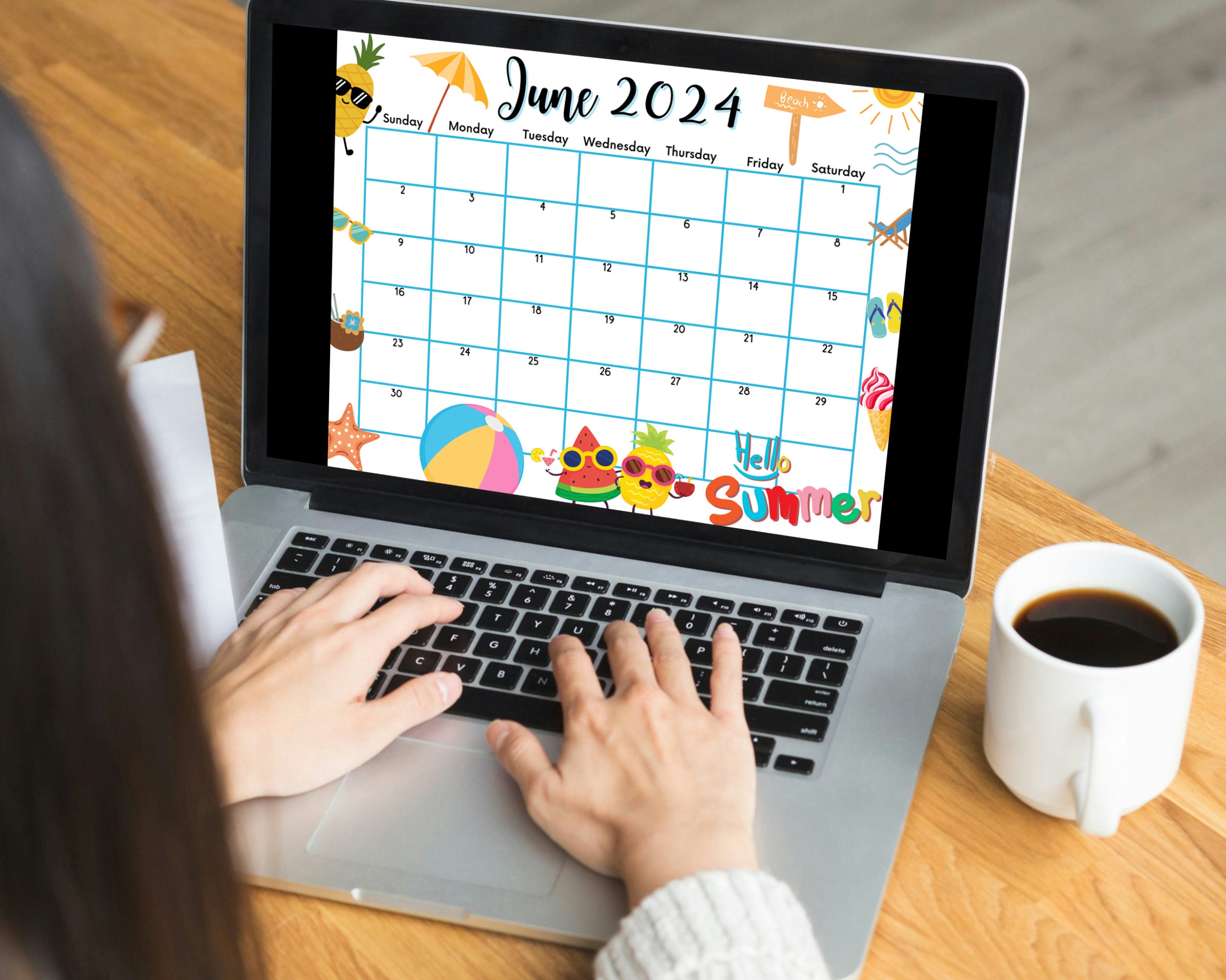 EDITABLE June 2024 Wall Calendar, Printable Classroom Planner, Joyful ...