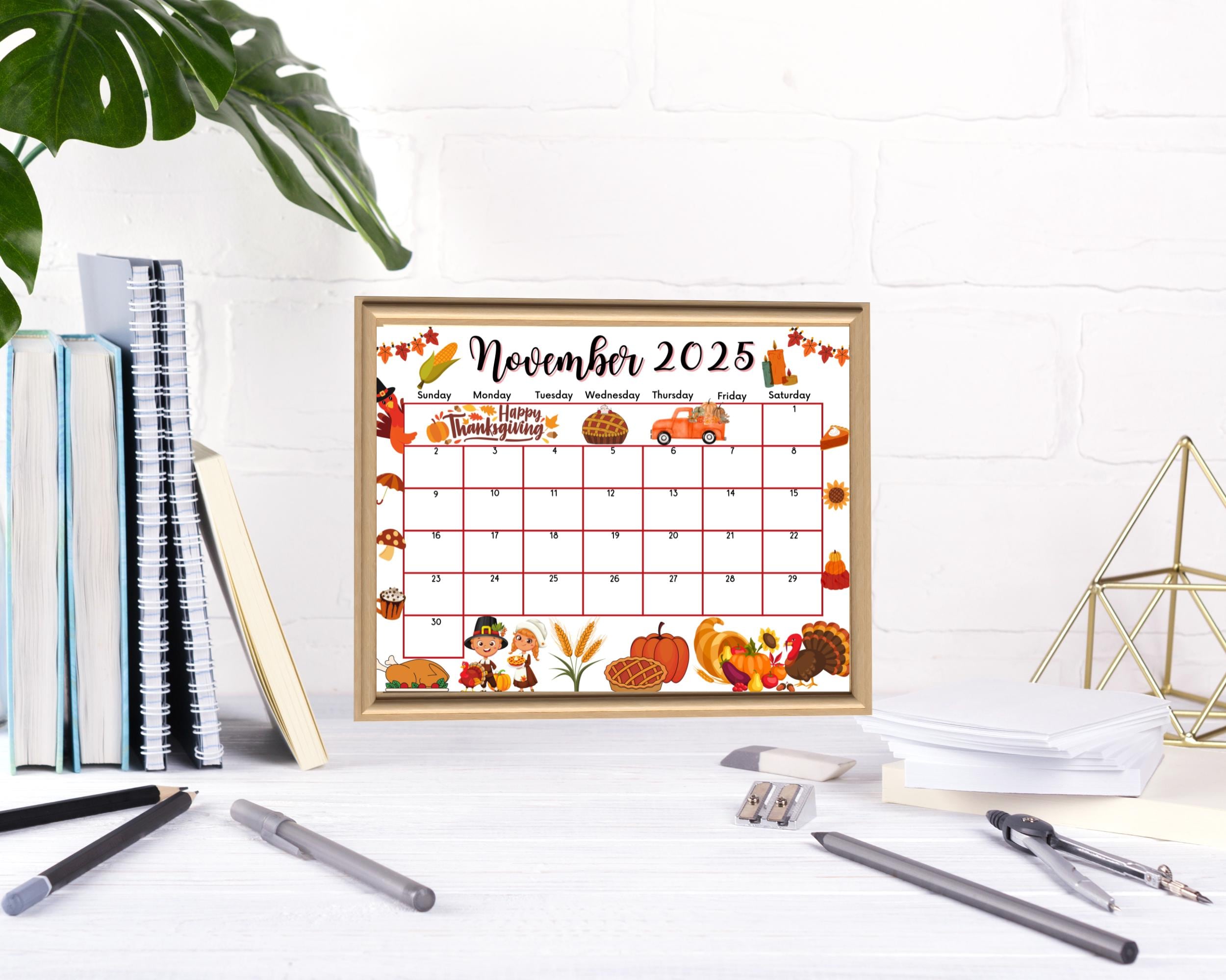Editable Fillable November 2025 Calendar for Happy Thanksgiving With ...