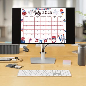 Editable Fillable July 2025 Calendar for Happy 4th July Independence ...