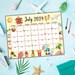 Editable Fillable July 2024 Calendar for Joyful Summer, Relaxing ...