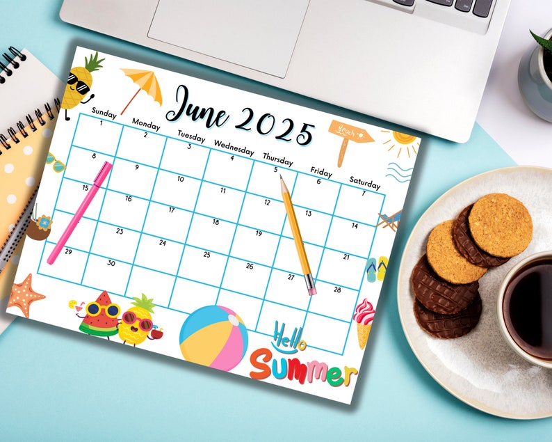 Editable Fillable June 2025 Wall Calendar, Printable Classroom Planner ...