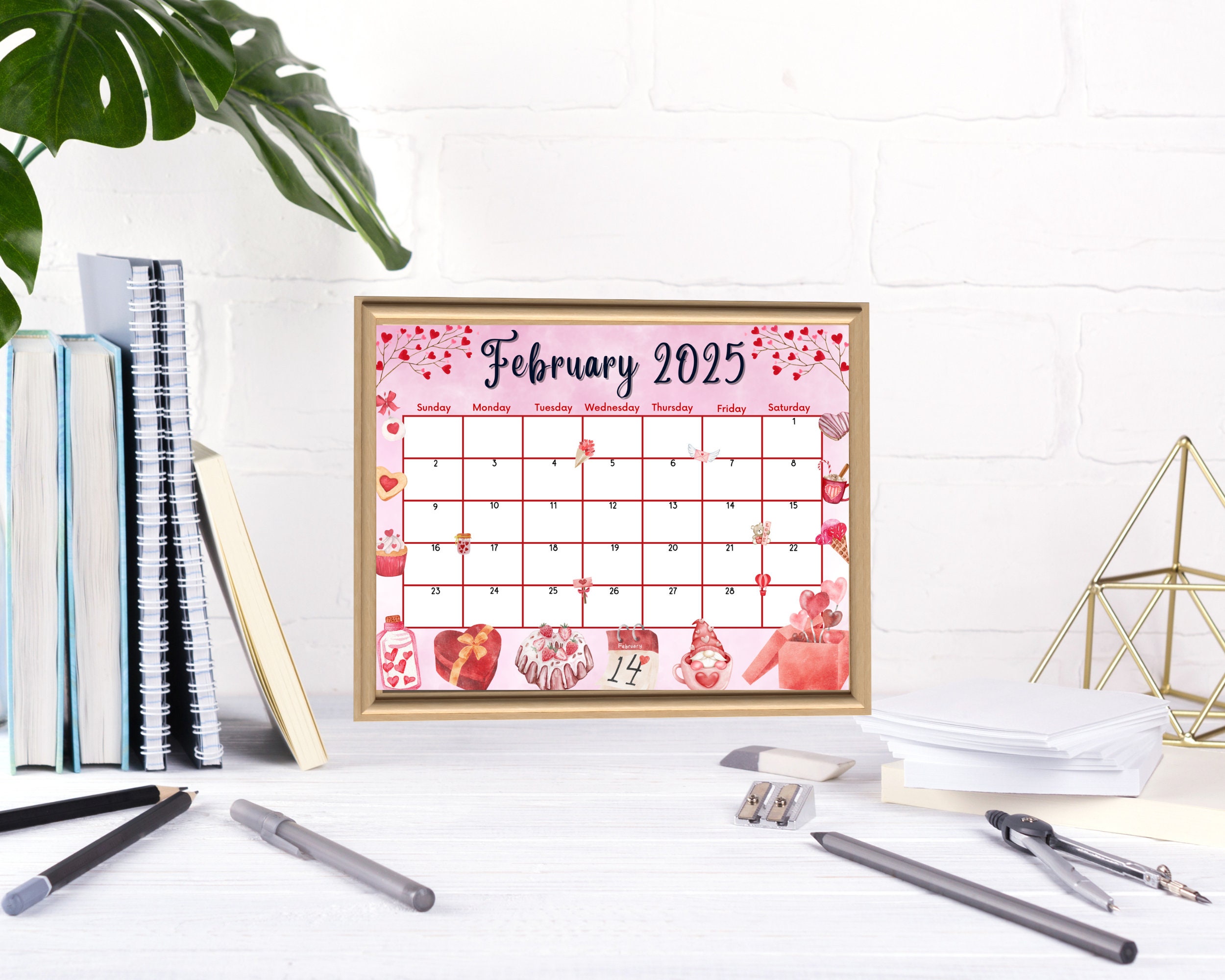 Editable Fillable February 2025 Calendar for Valentines Day, Printable ...