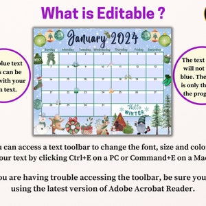 EDITABLE Monthly Calendar 2024 Bundle 12 Month for Home and Office ...