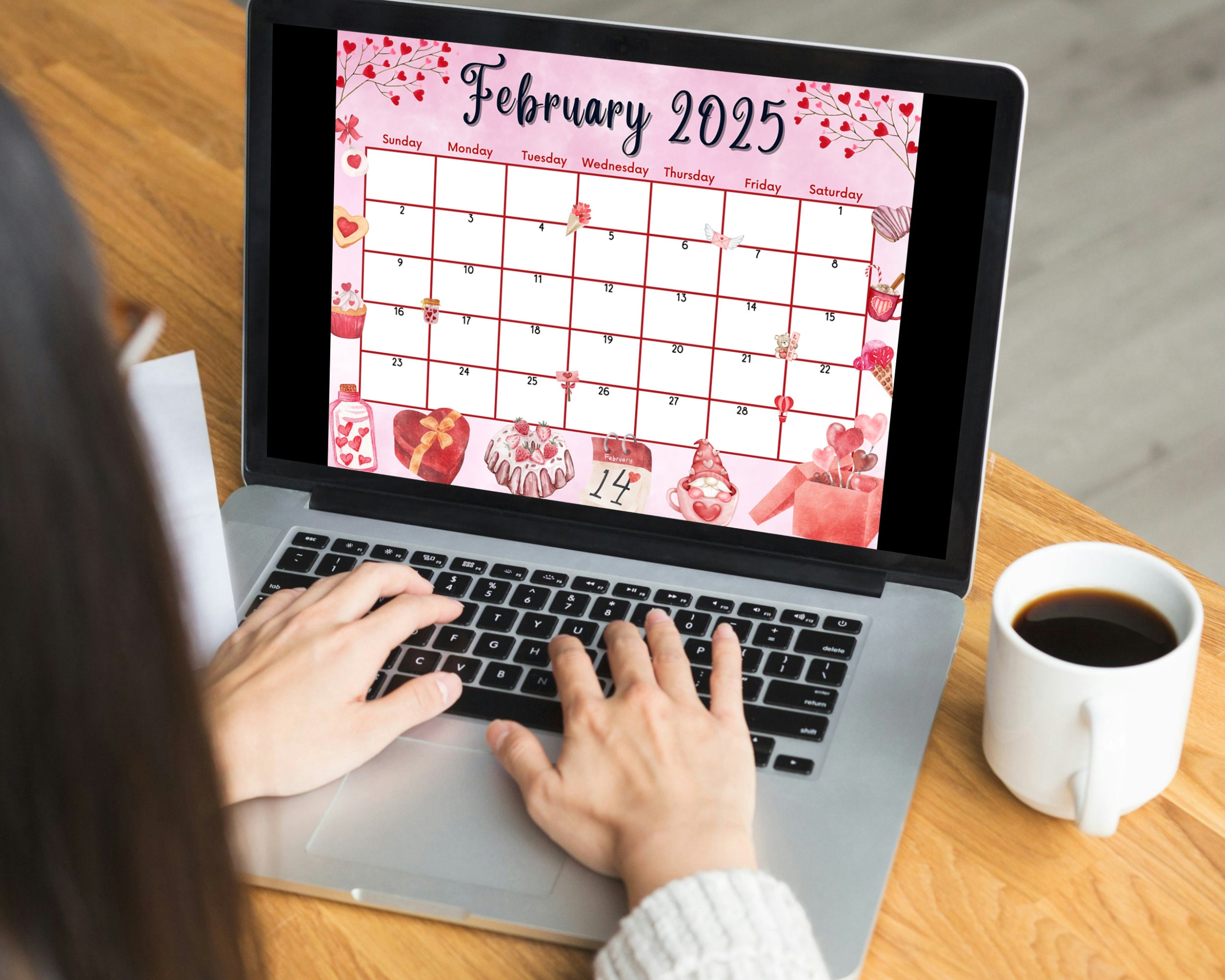 Editable Fillable February 2025 Calendar for Valentines Day, Printable ...