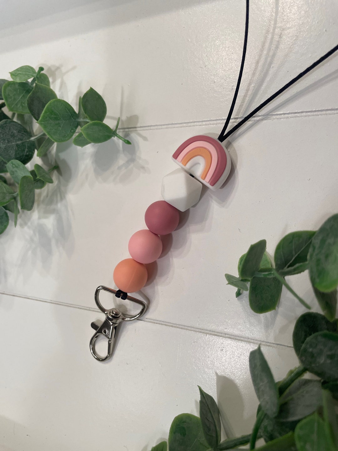 Cute Desert Neutral Rainbow Beaded Lanyard - Etsy