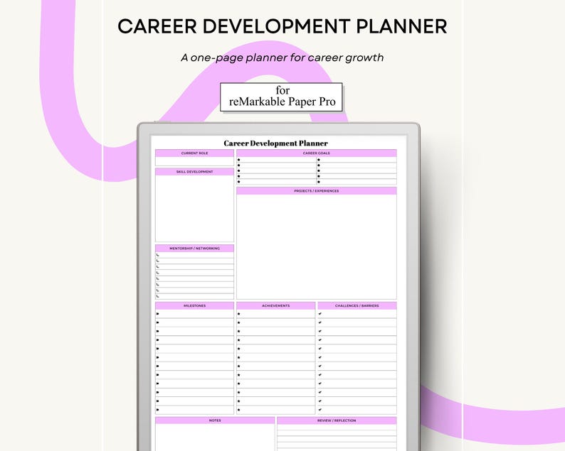 Career Development Planner for Remarkable Paper Pro Single Page ...