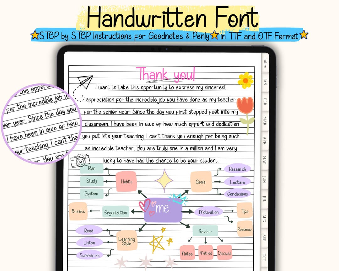 Handlettered Font, Handwritten Font for Digital Planner, Student Note ...