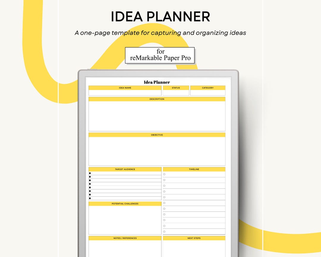 Idea Planner for Remarkable Paper Pro Single Page PDF Template - Etsy
