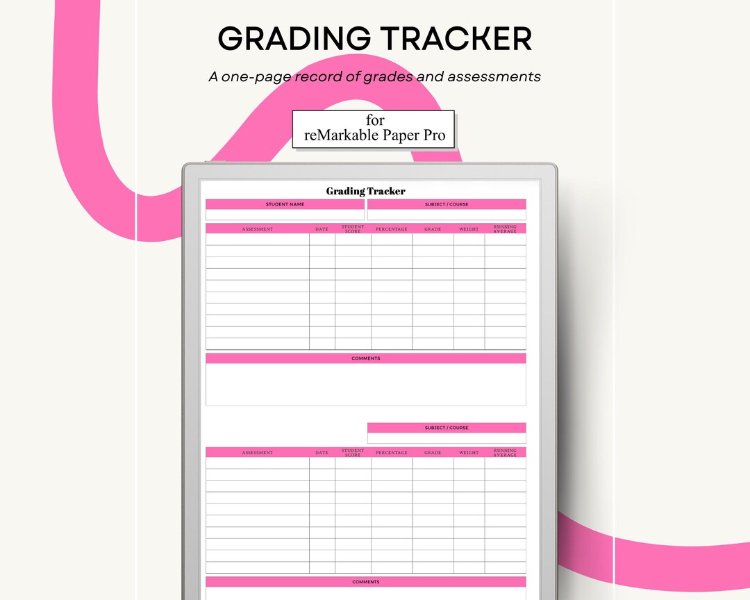 Grading Tracker for Remarkable Paper Pro Single Page PDF Template - Etsy