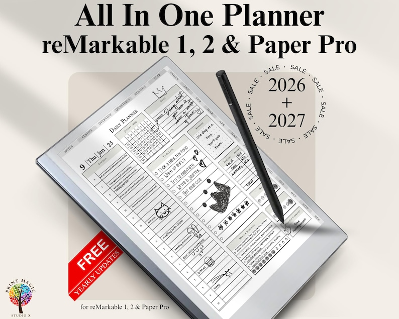 For Remarkable 1, 2 & Paper Pro All in One Digital Planner, 2025, 2026 ...