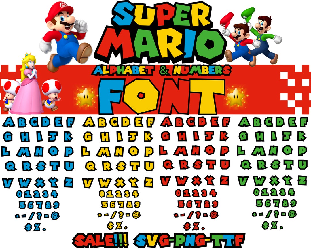 Super Mario Fuente Letras y Números SVG PNG PDF ttf - Etsy España