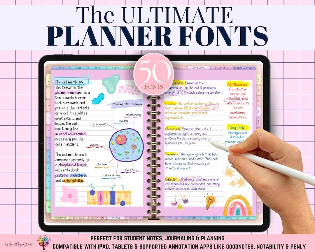 The Ultimate Handwritten Fonts for Digital Planner Note Taking Font ...