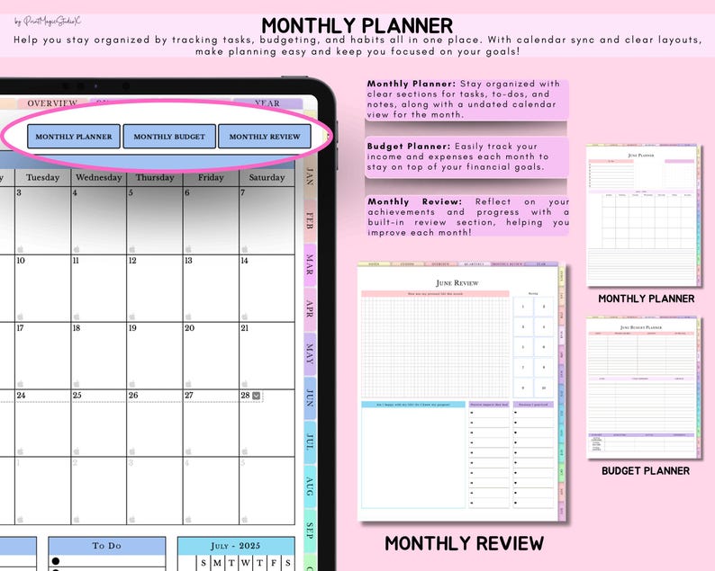 Daily Digital Planner Portrait 2025, 2026, 2027, UNDATED Monthly Weekly ...