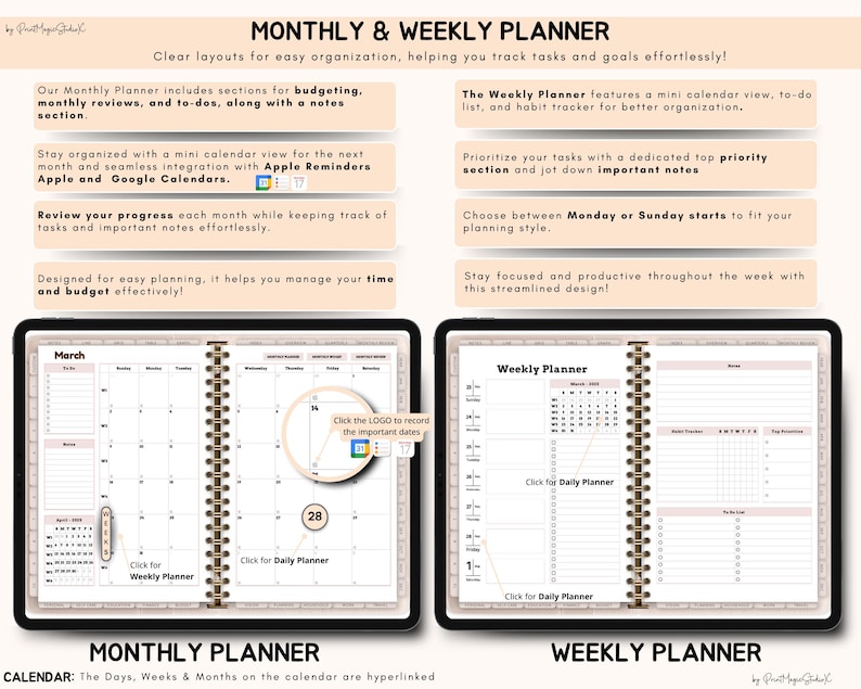 Minimalist Boho Themed All in One Digital Planner 2026 2027 2028 ...