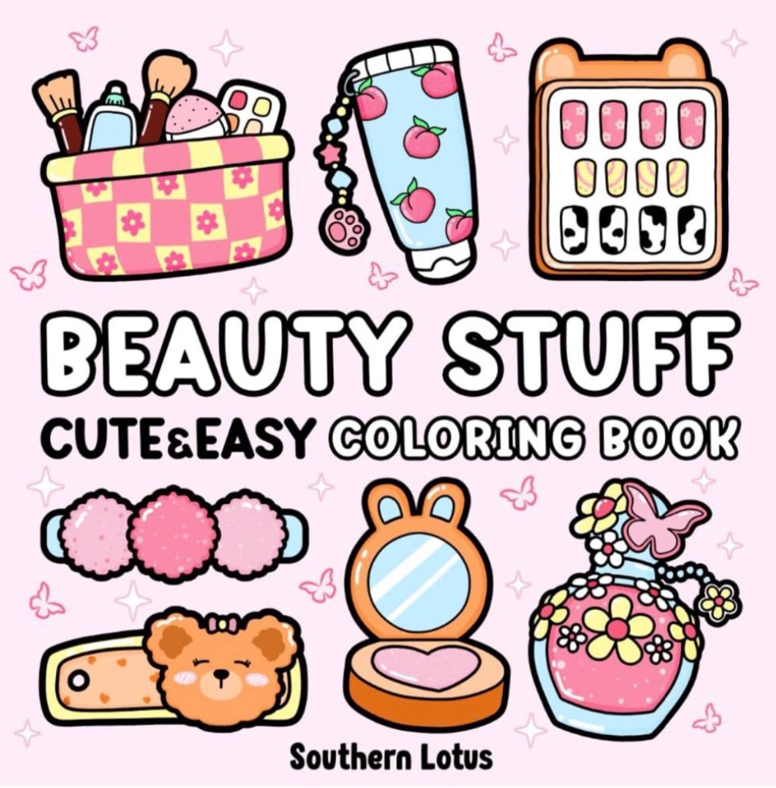 44 Colouringpages, Beauty Stuff, Cute and Easy Colouringbook, Stress ...