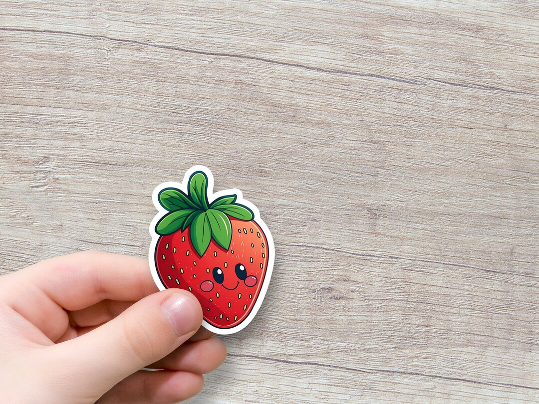 Cute Strawberry Vinyl Sticker | Kawaii Strawberry Sticker | Water ...