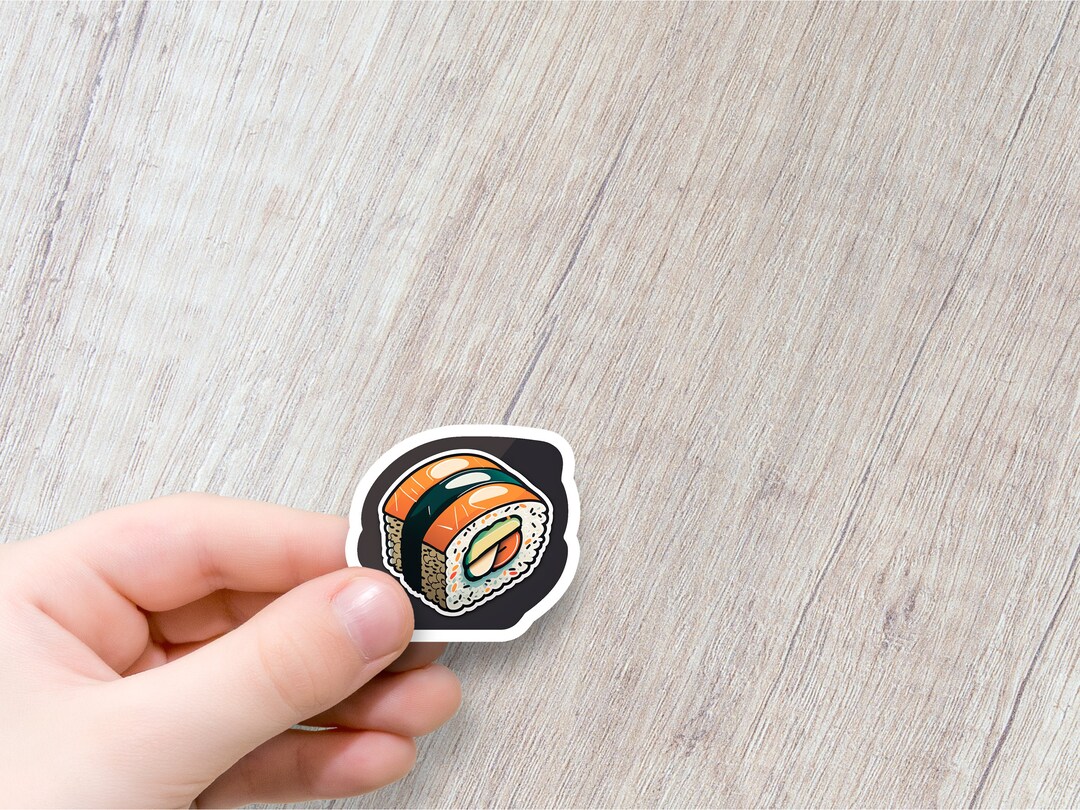 Cute Salmon Sushi Roll Vinyl Sticker | Water Bottle Sticker | Laptop ...