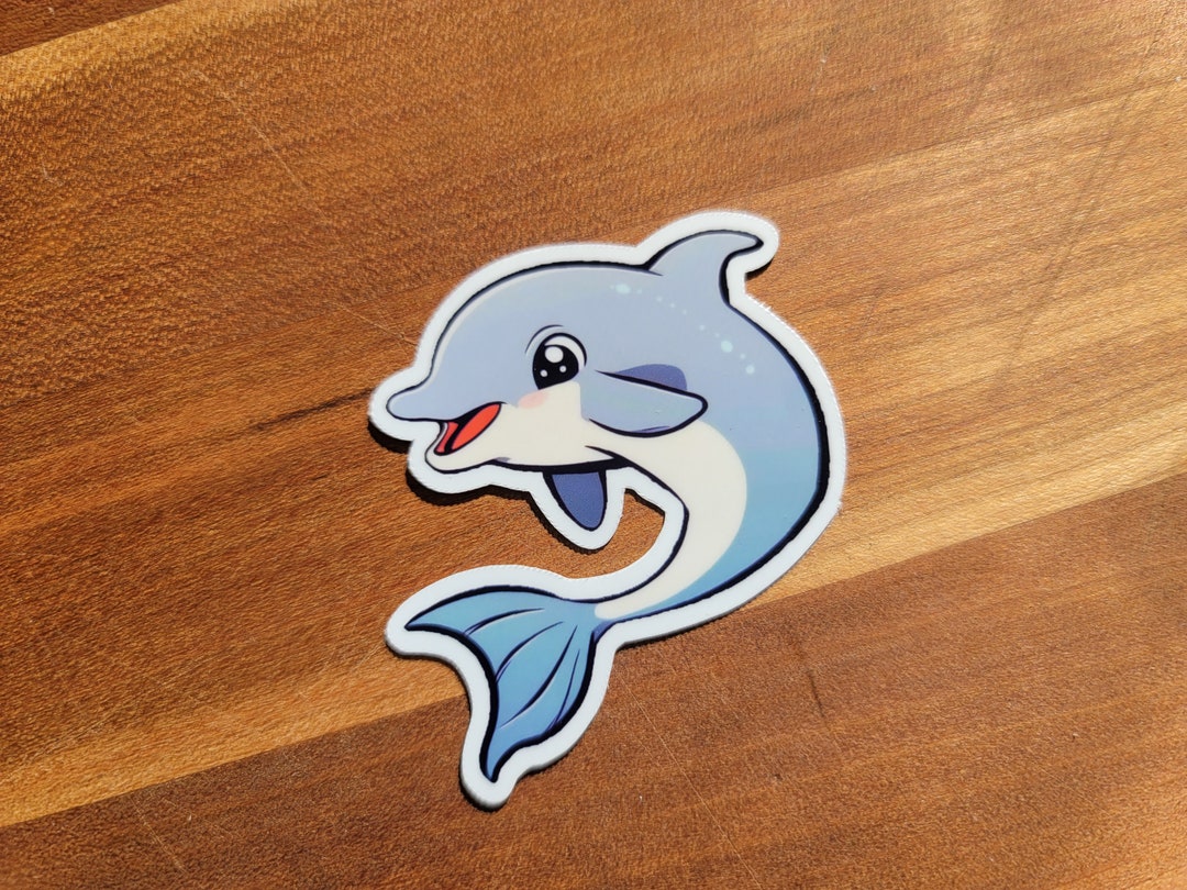 Cute Dolphin Vinyl Sticker | Water Bottle Sticker | Laptop Sticker ...