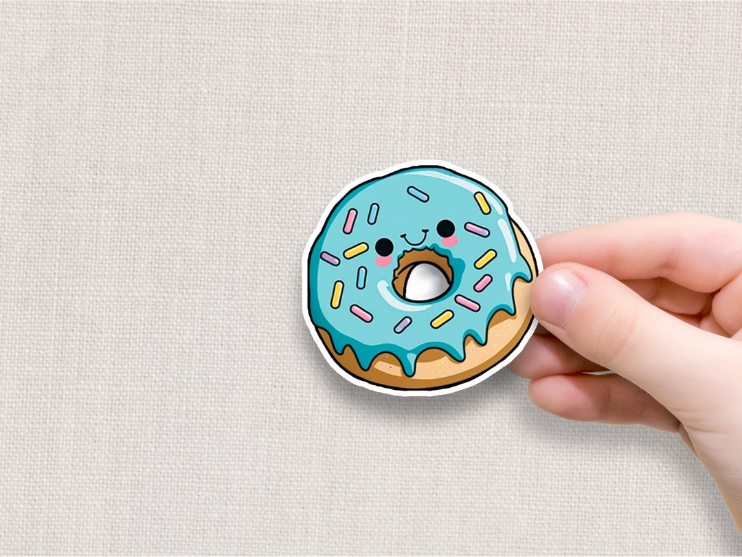 Cute Donut Vinyl Sticker | Kawaii Donut Sticker | Water Bottle Sticker ...